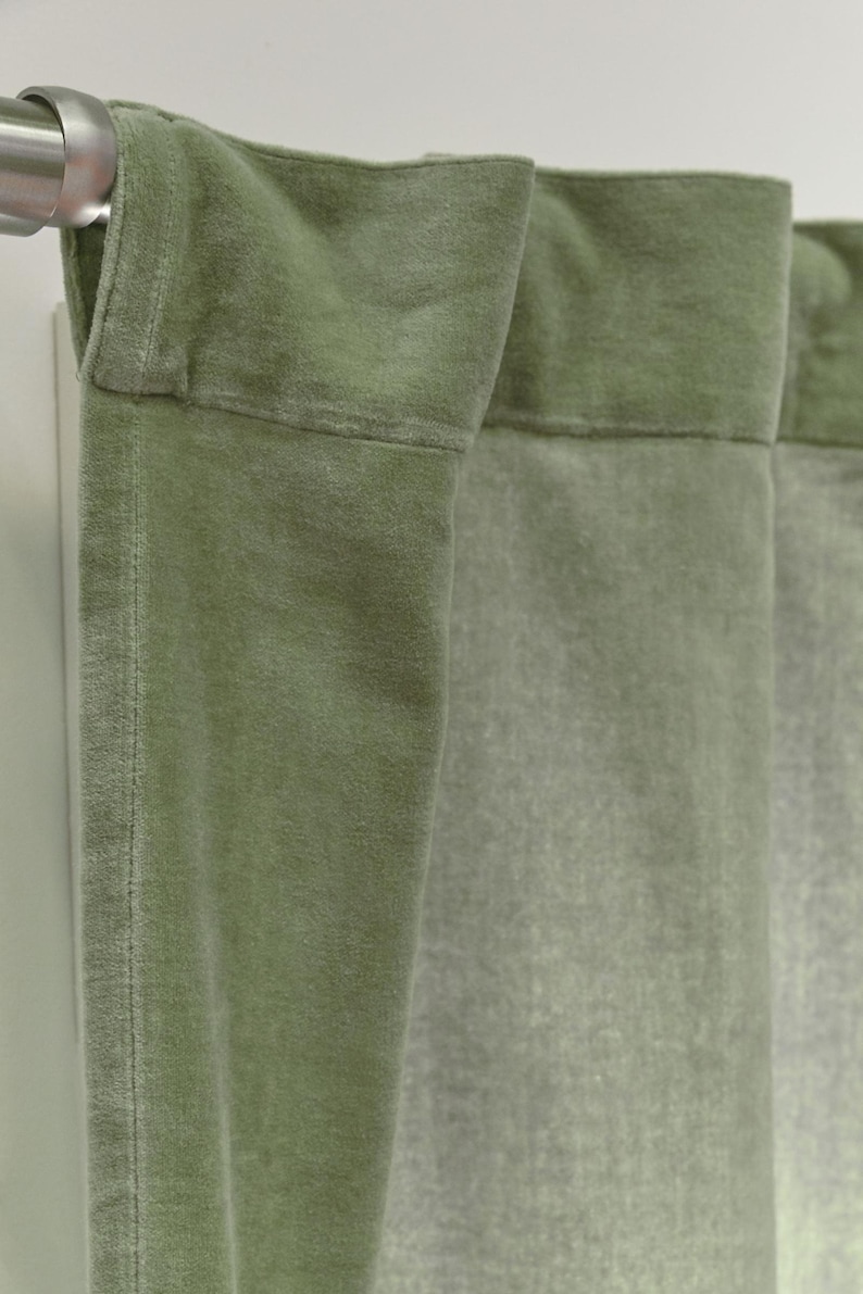 Sage Green Solid Color Curtains Home Decorative Velvet Look - Etsy