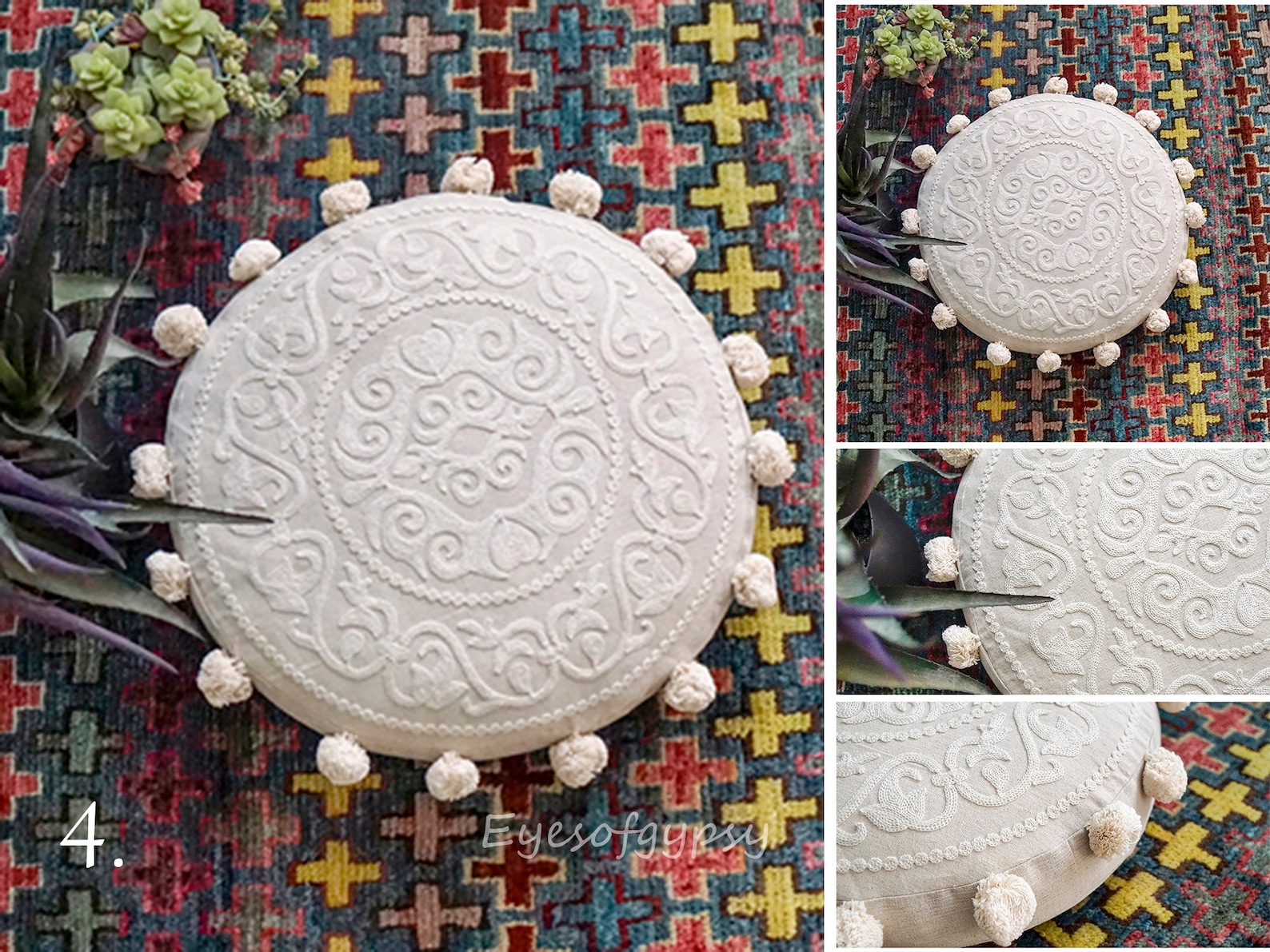 Bohemian Meditation Cushion Boho Embroidered Pillow Cover | Etsy