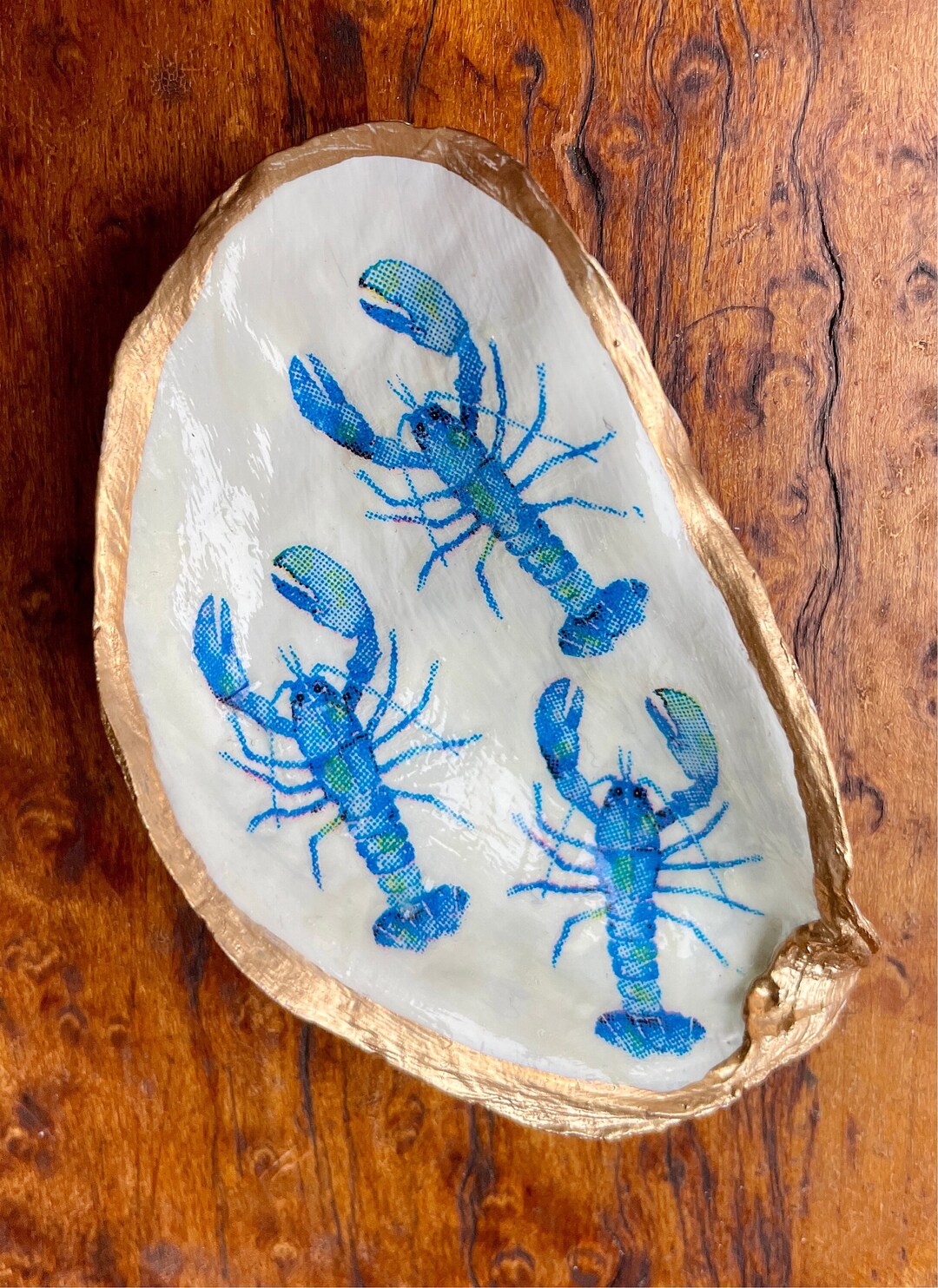 Maine Made Blue Lobsters on Oyster Shell Jewelry Dish - Etsy