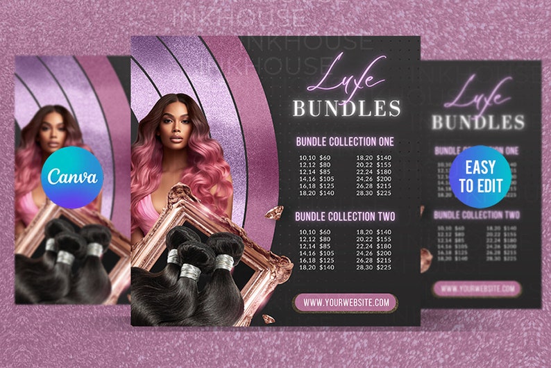 Luxe Bundles | DIY Flyer Editable Canva Template | Luxury Beauty | Hair ...