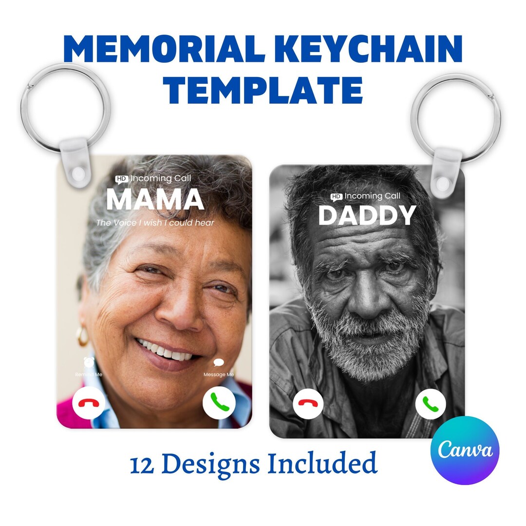 Memorial Phone Call Keychain Template | in Loving Memory (digital File ...