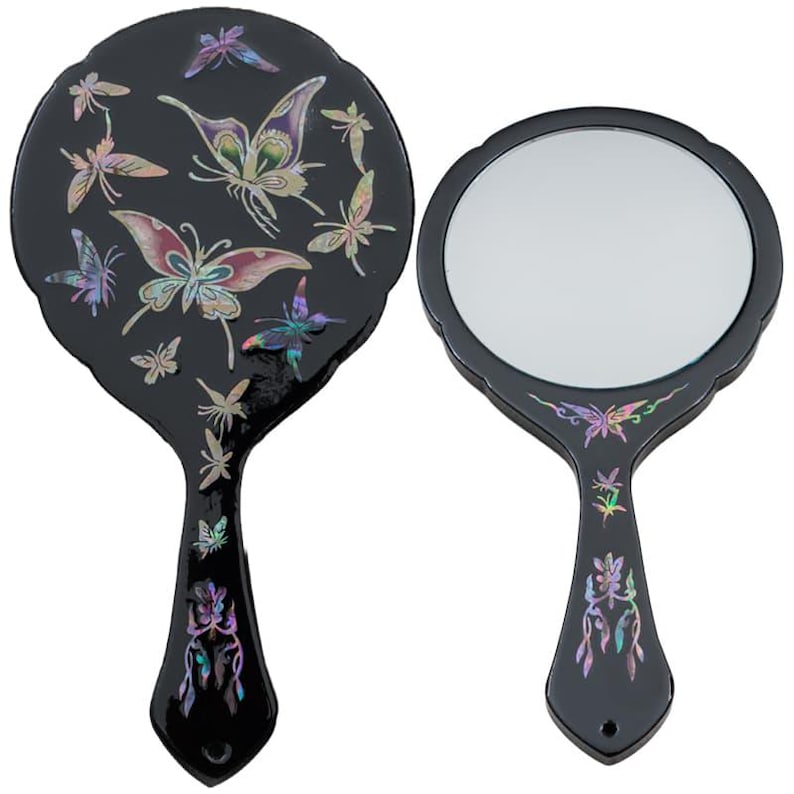 FEBRUARY MOUNTAIN Handcrafted Korean Mother-of-pearl Hand Mirror ...