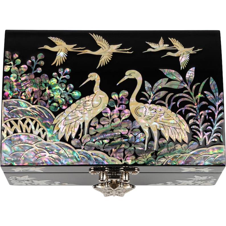 February Mountain Mother of Pearl Crane Small Jewelry Box - Etsy