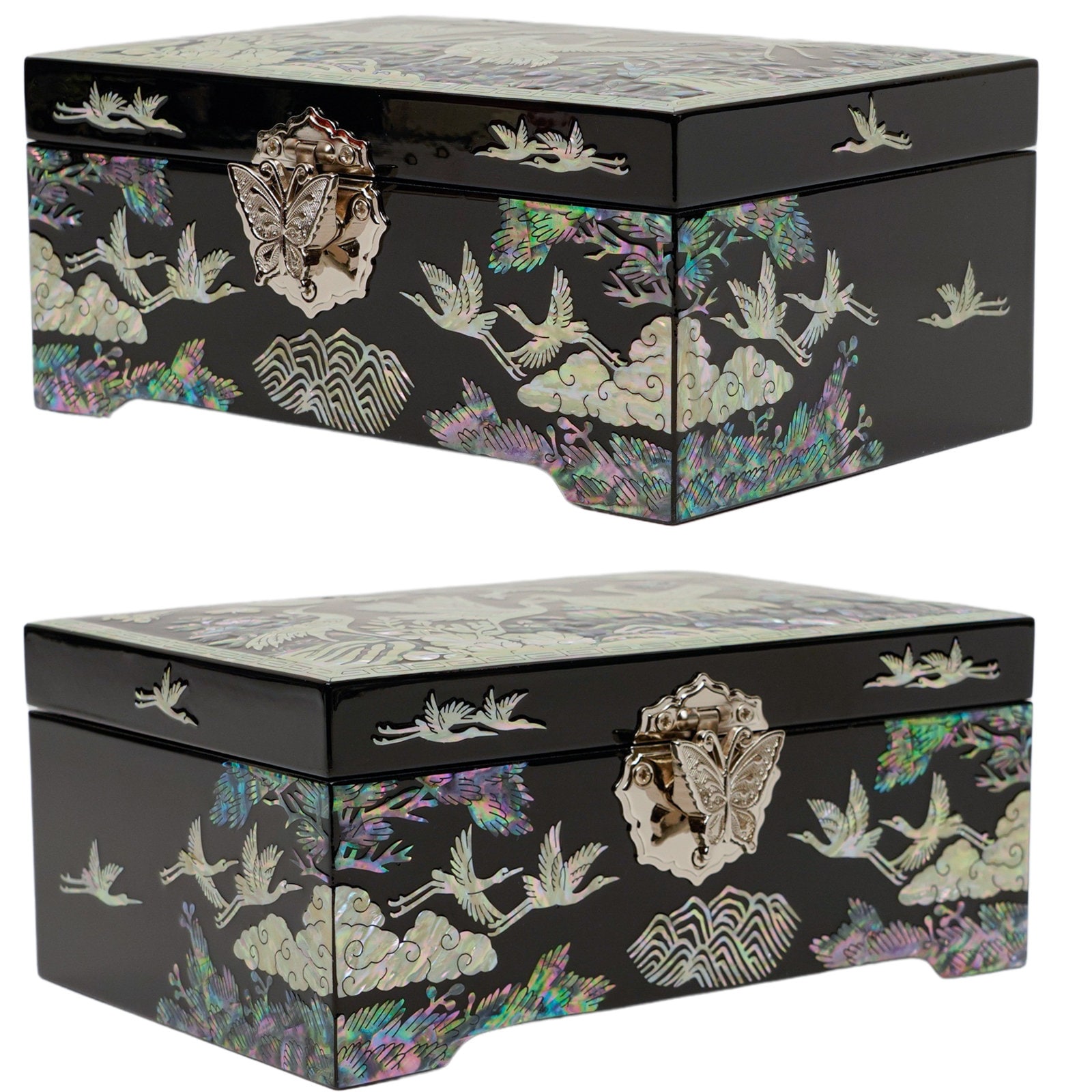 February Mountain Mother of Pearl Jewelry Box Handmade Wooden Vintage ...