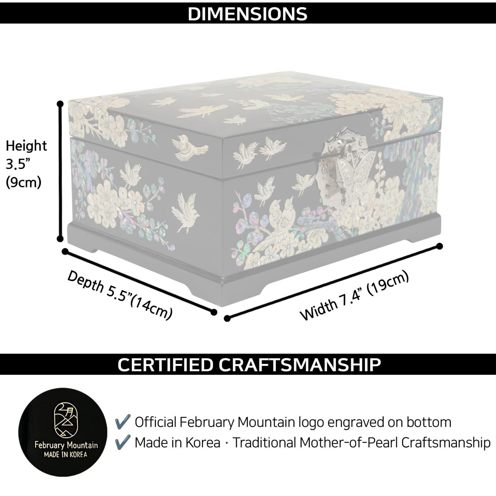 FEBRUARY MOUNTAIN Exquisite Mother of Pearl Butterfly Jewelry Box ...