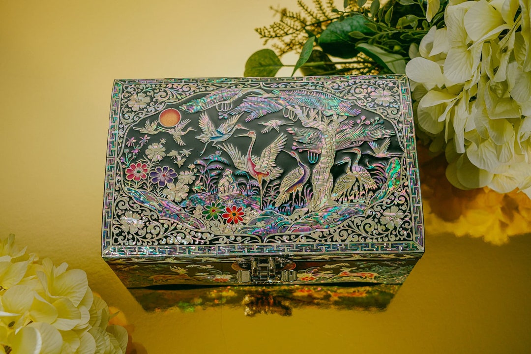 FEBRUARY MOUNTAIN Mother of Pearl Lockable Jewelry Box With Key Luxury ...