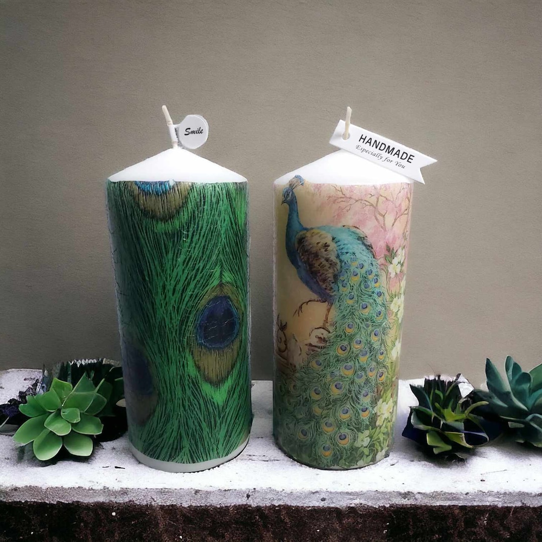 Handmade Large Gift Set Candles Gift Wrapped Decoupage Original Candle ...