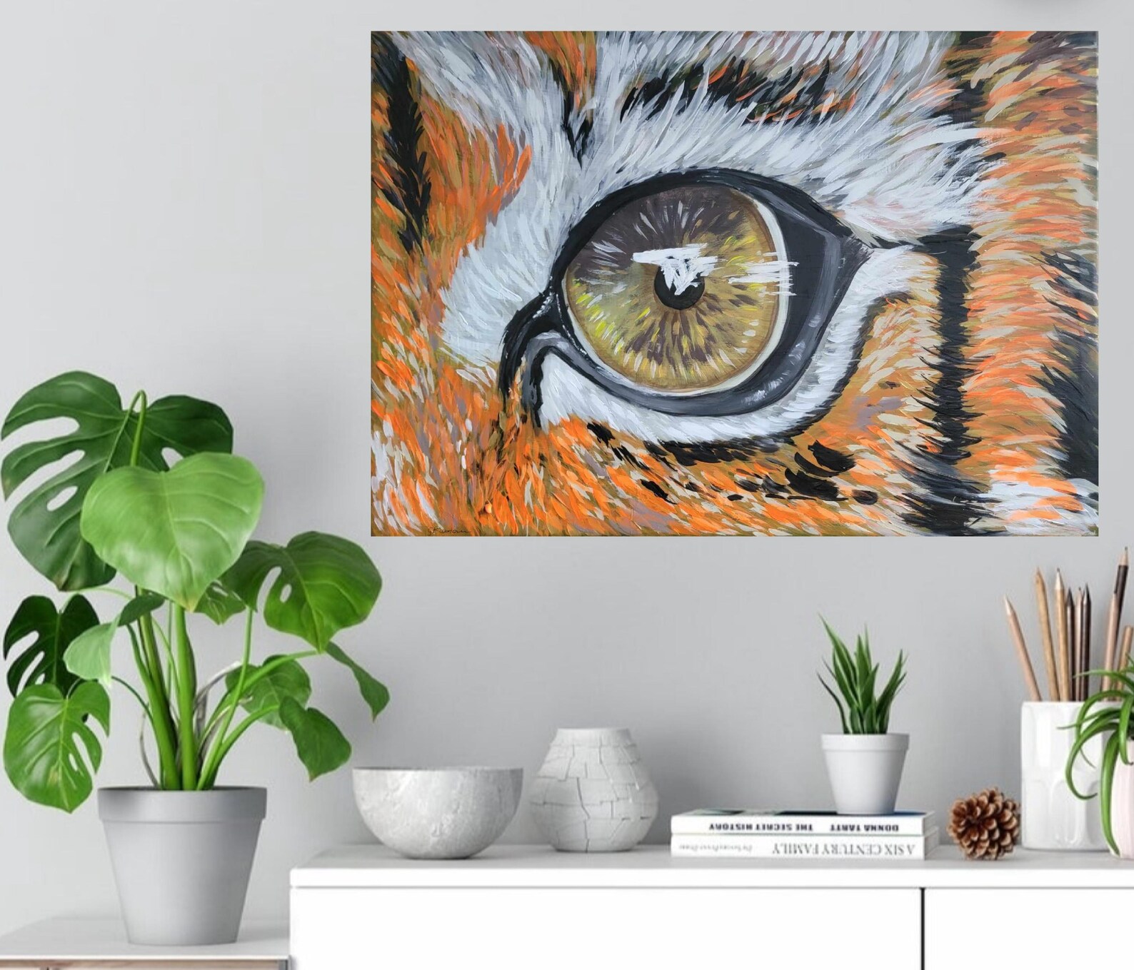 Original Extra Large Tiger Eye Abstract Painting on Stretched Canvas ...