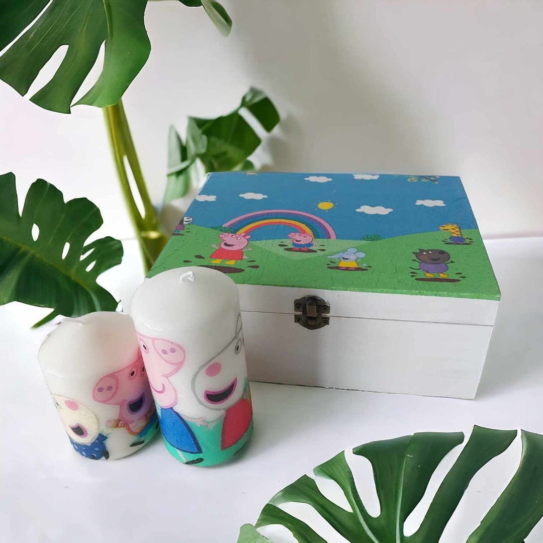 Handmade Gift Set Peppa Pig Candles Large Storage Box With Lid Birthday ...
