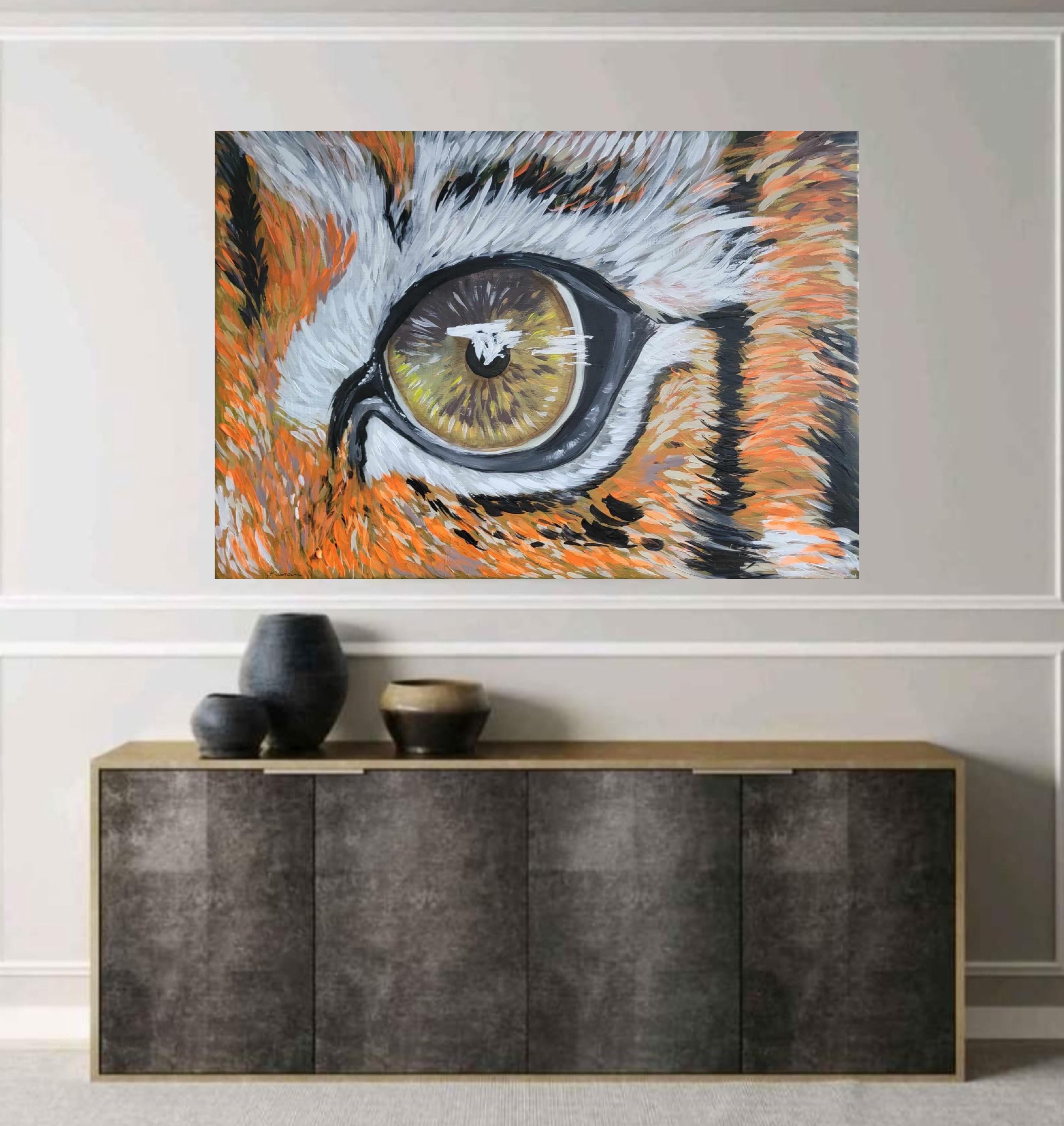 Original Extra Large Tiger Eye Abstract Painting on Stretched Canvas ...