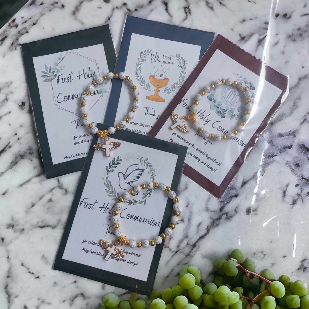 Luxury First Holy Communion Thank You Guest Gift Favours Gold Rosary ...