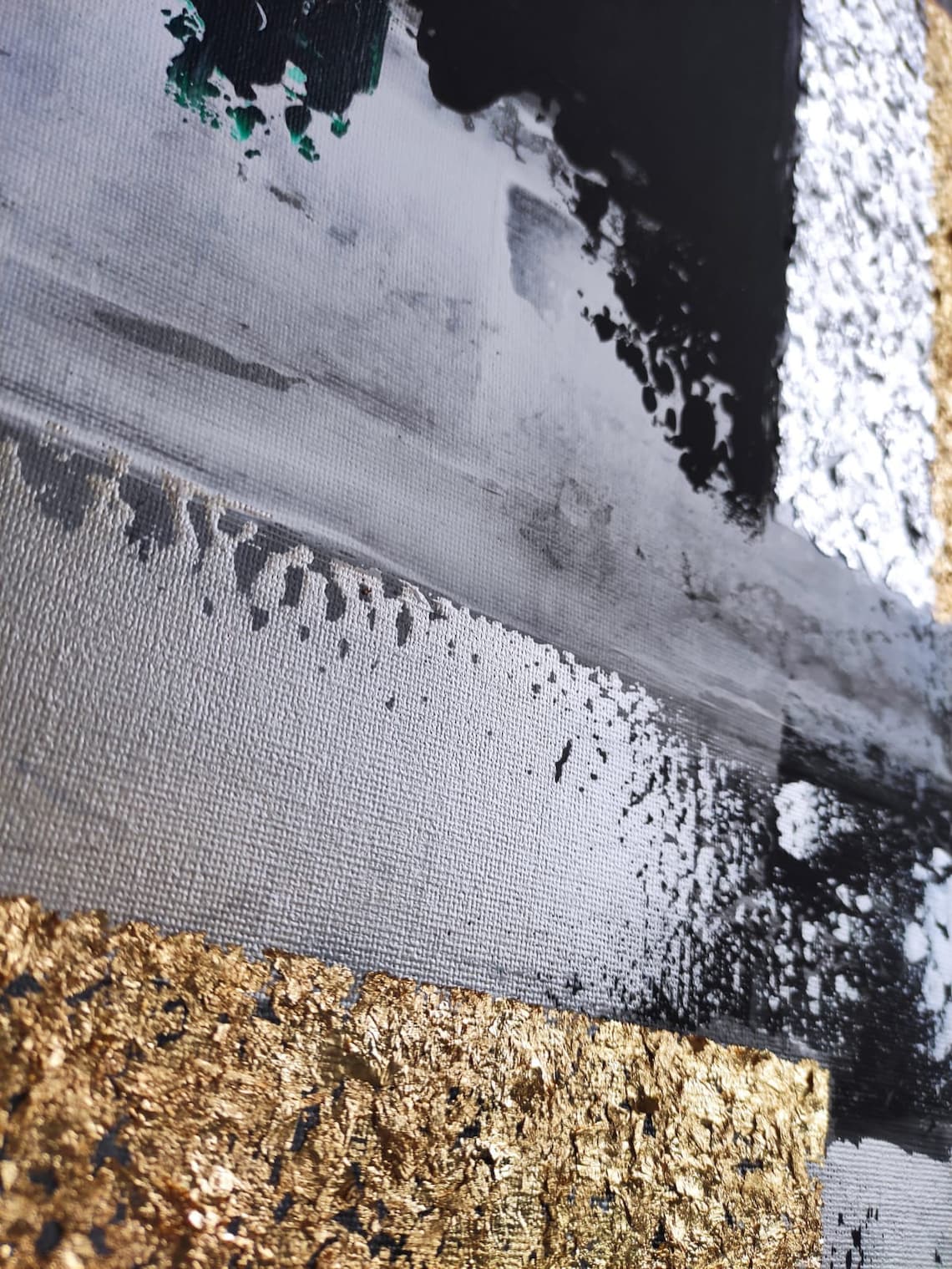 Original Textured Large Abstract Gold Silver Foil Painting on - Etsy UK