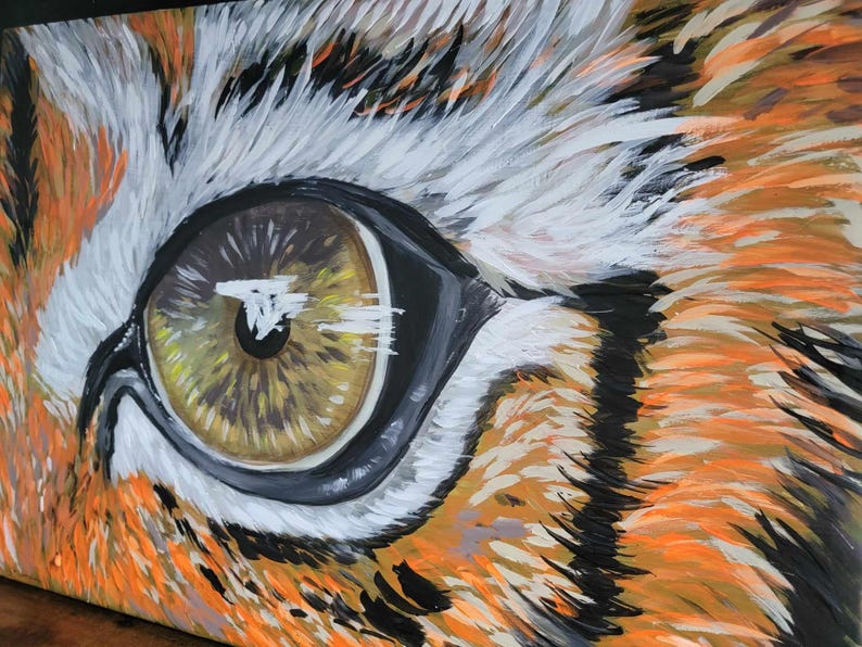 Original Extra Large Tiger Eye Abstract Painting on Stretched Canvas ...