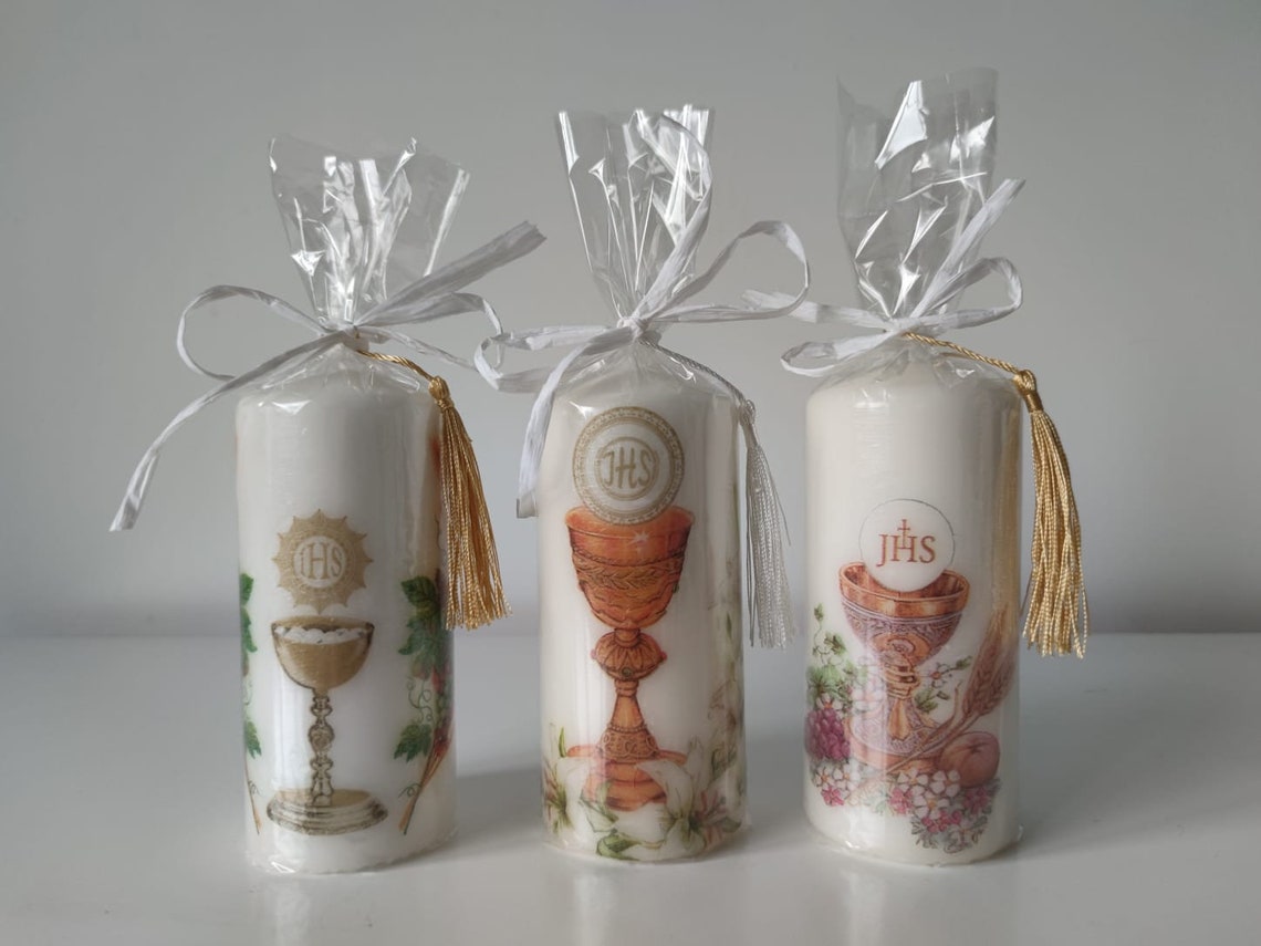 Handmade Holy First Communion Celebration Gift Pilar Candles Wrapped ...