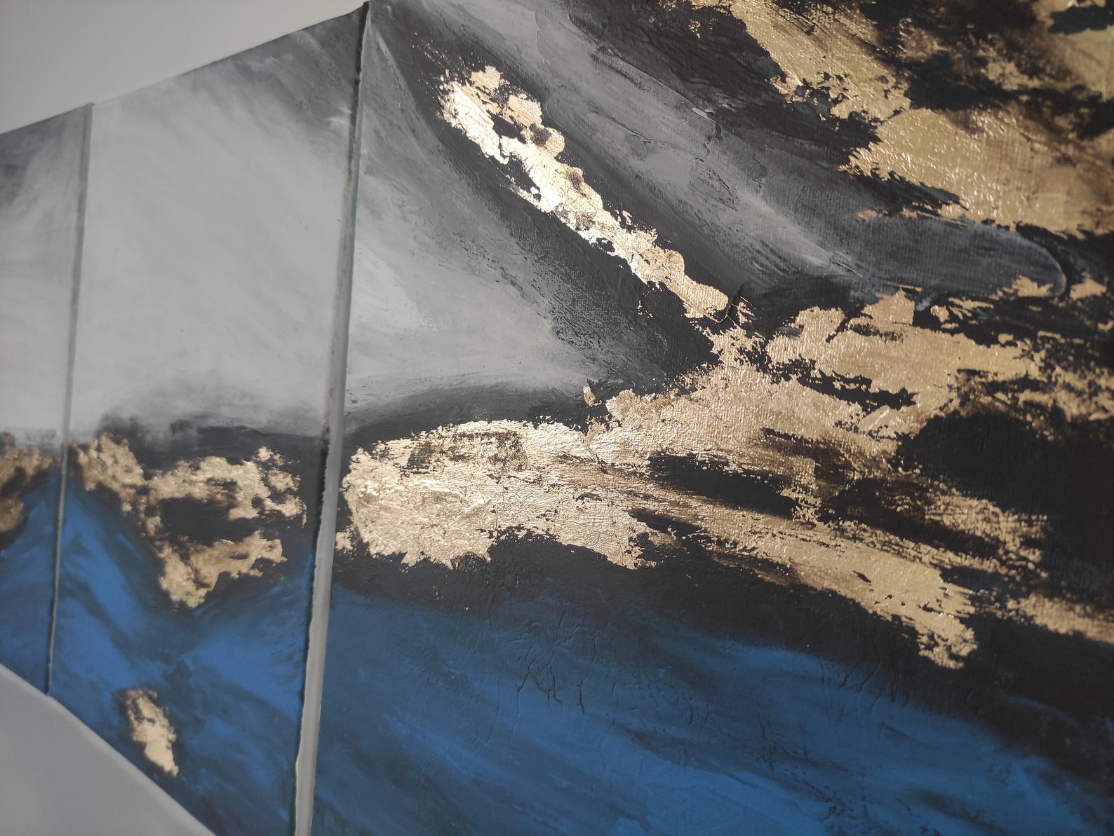 Set 3 Panels Extra Large Original Gold Leaf Abstract Textured - Etsy UK