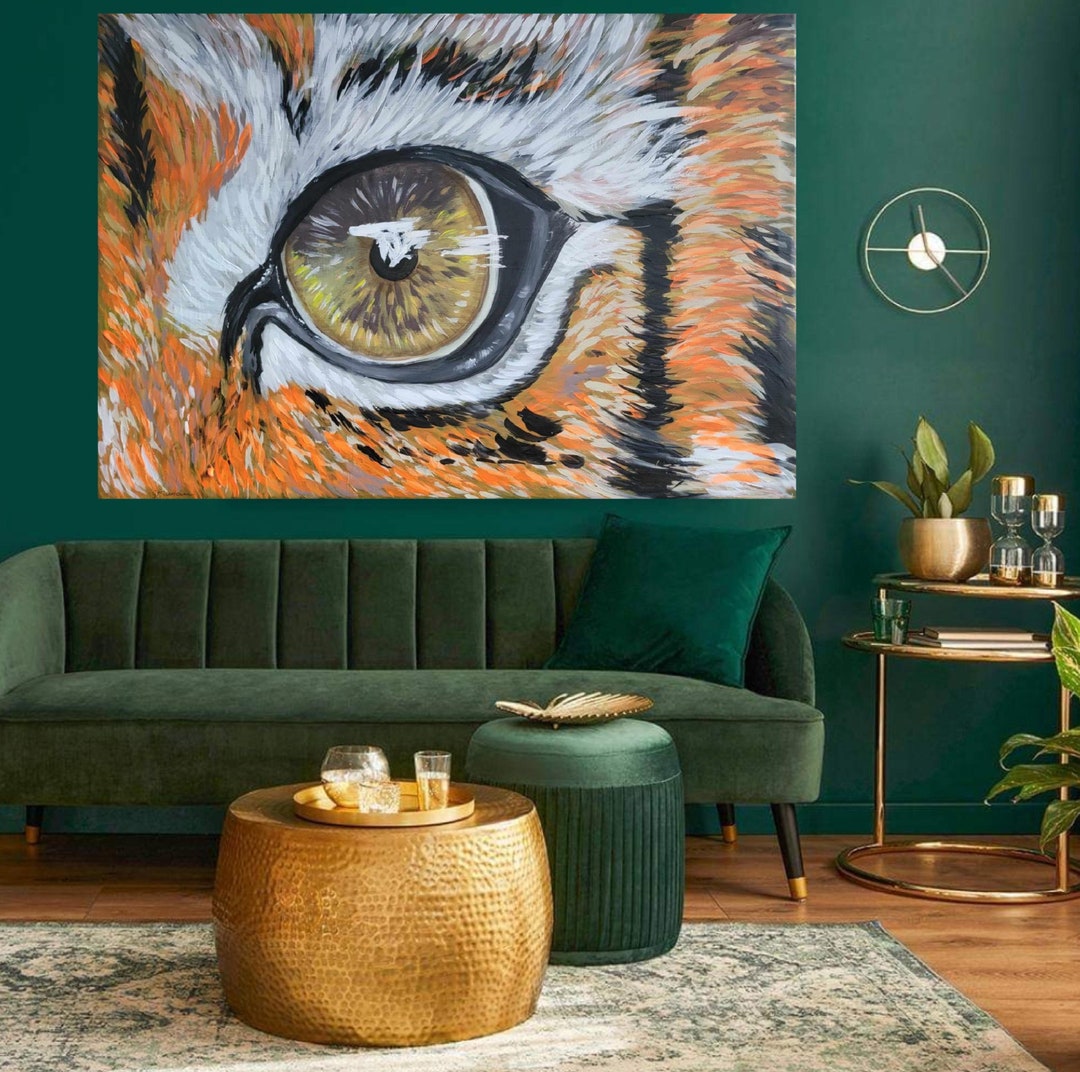 Original Extra Large Tiger Eye Abstract Painting on Stretched Canvas ...