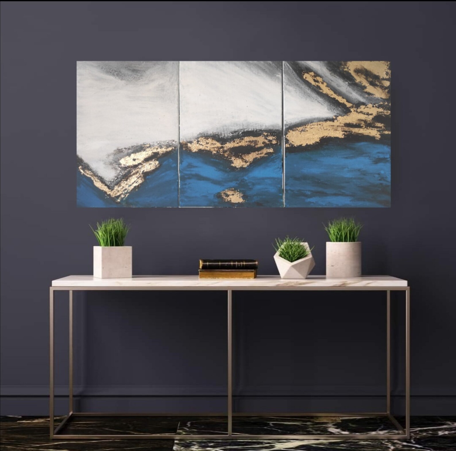 Set 3 Panels Extra Large Original Gold Leaf Abstract Textured - Etsy UK