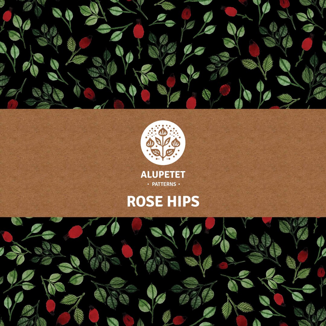 ALUPETET Rose Hips I Watercolor Seamless Pattern | Hand Drawn Print ...