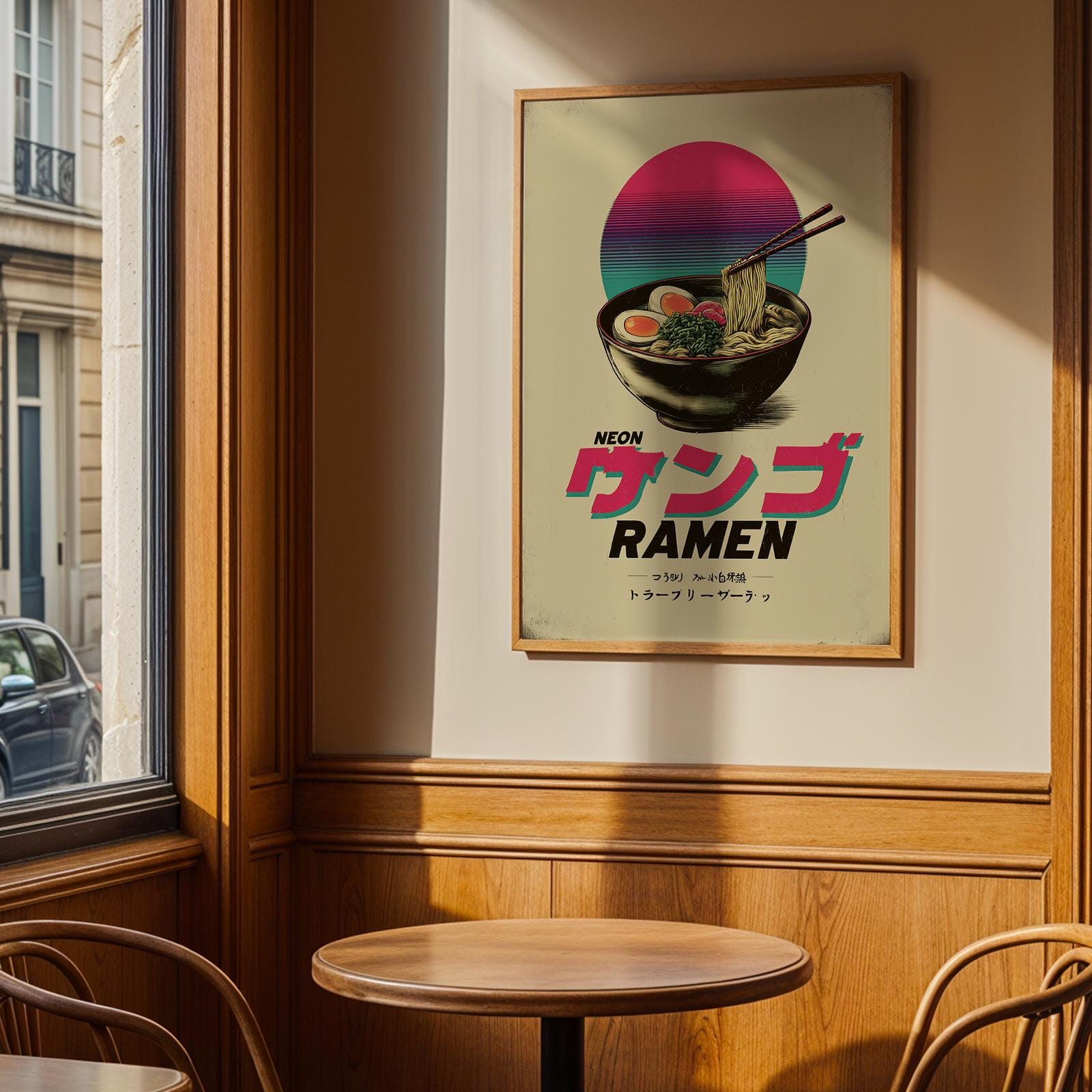 Retro Ramen Poster, 80s Synthwave Wall Art, Japanese Food Print ...