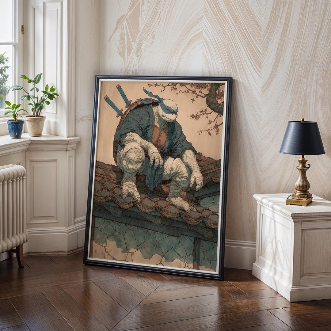 Samurai Ninja Turtle Digital Poster, Japanese Wall Art, Printable TMNT ...