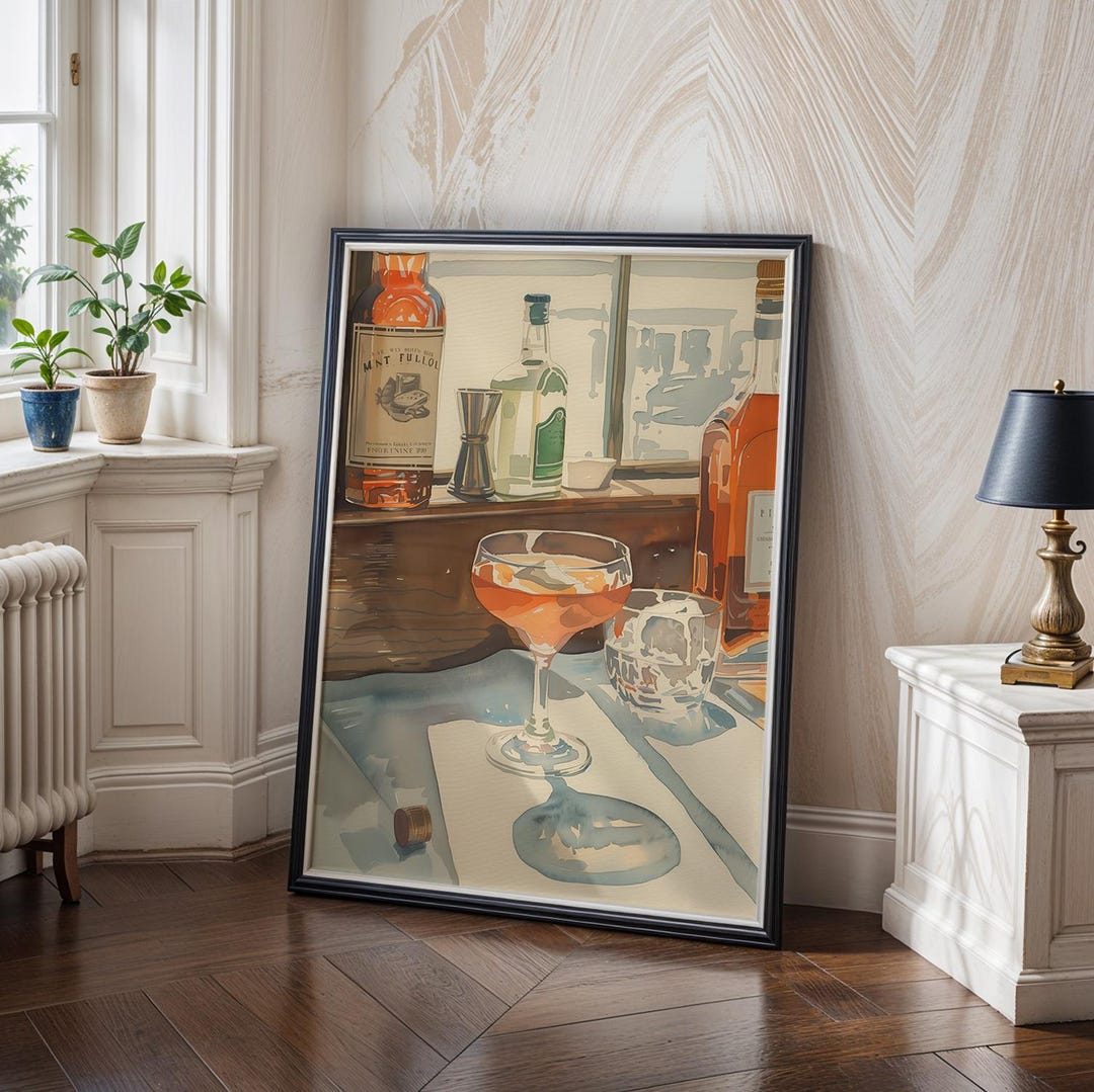 Vintage Cocktail Poster, Whiskey Bar Wall Art, Classic Drink Print ...