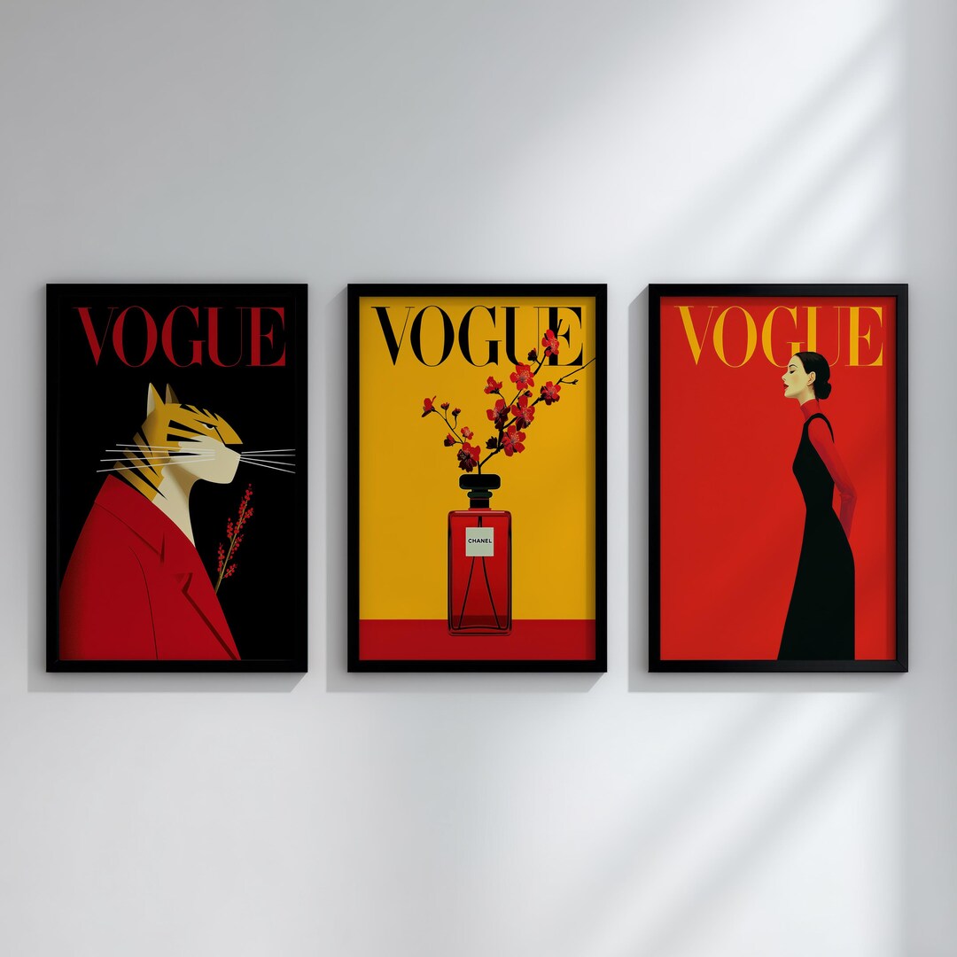 Vogue Fashion Poster Set, Digital Download Wall Art, Modern Editorial ...