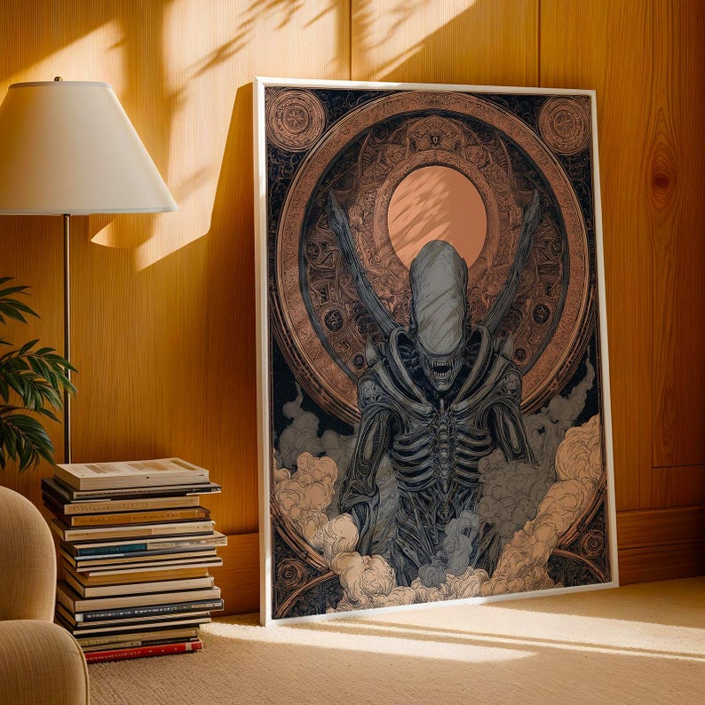 Alien Xenomorph Gothic Poster, Sci-fi Horror Wall Art, Dark Fantasy ...
