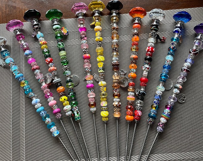 PINK** Beaded Garden Stakes/fairy Wand Created With Quality Beads ...