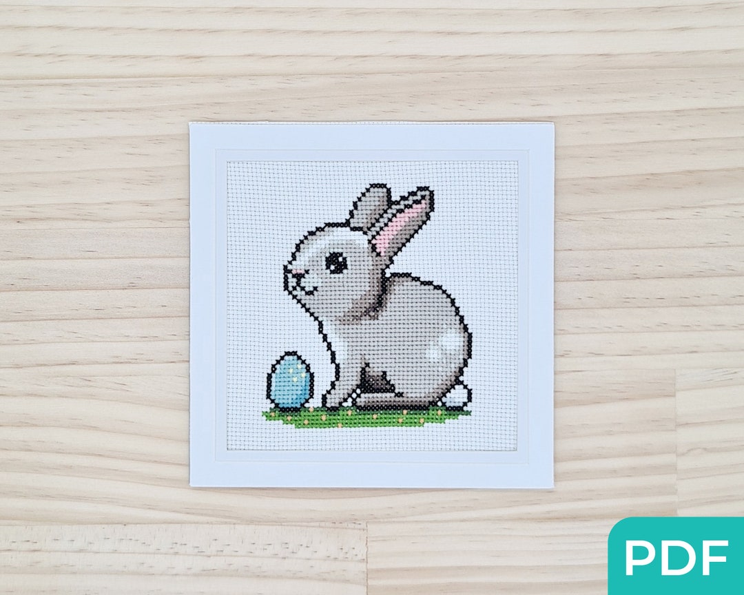 Easter Rabbit Cross Stitch Pattern PDF, Spring Cross Stitch, Woodland ...