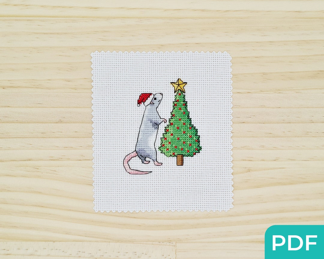 Christmas Rat Cross Stitch Pattern PDF, Cute Rat Easy Cross Stitch ...