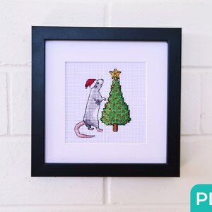 Christmas Rat Cross Stitch Pattern PDF, Cute Rat Easy Cross Stitch ...