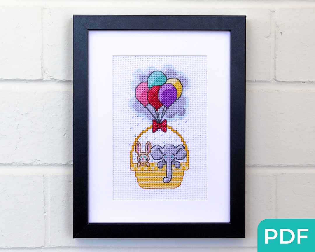 Best Friend Balloons Cross Stitch Pattern PDF, Modern Easy Cross Stitch ...
