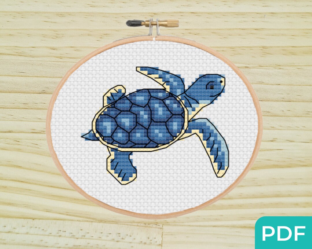 Little Turtle Cross Stitch Pattern PDF, Modern Easy Cross Stitch, Cross ...
