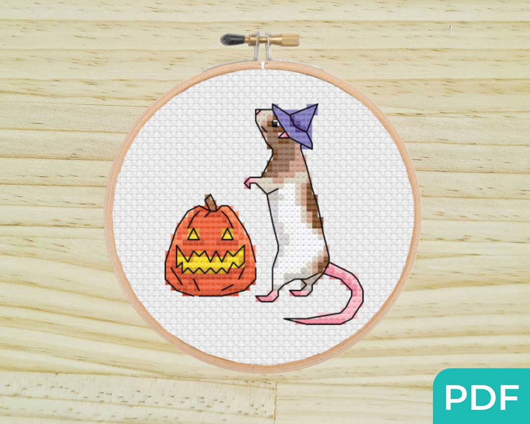 Halloween Rat Cross Stitch Pattern PDF, Modern Easy Cross Stitch, Cross ...