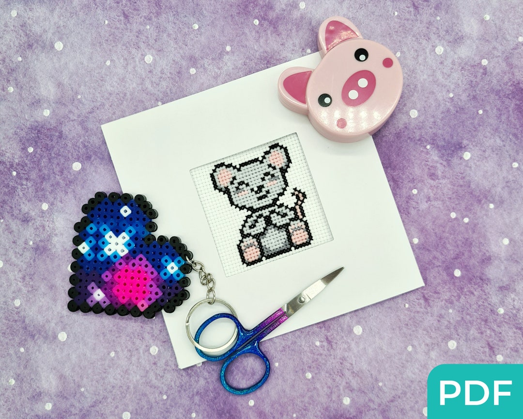 Mouse Cross Stitch Pattern PDF, Cute Mouse Rat Cross Stitch, I Love ...