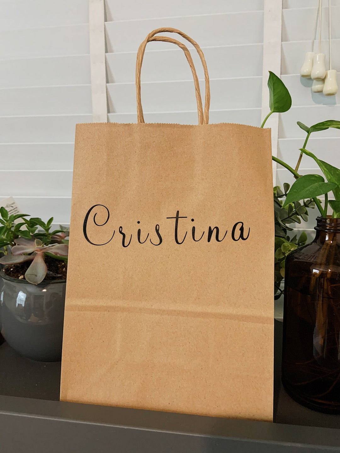 Personalized Gift Bags SET OF 5 Bridal Party Gift Bags Custom Birthday ...