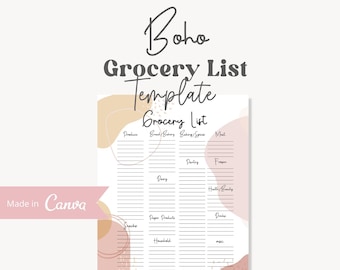 Canva Template Printable Grocery List Grocery Planner | Etsy