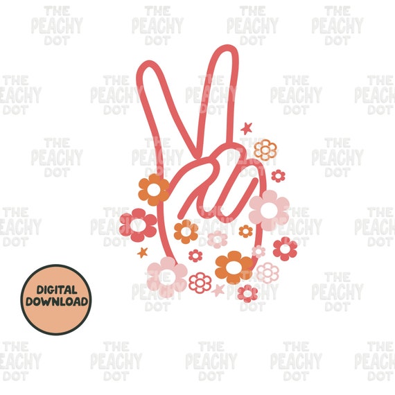 Peace Sign Svg Png Groovy Retro Svg Png Retro Flower Png - Etsy