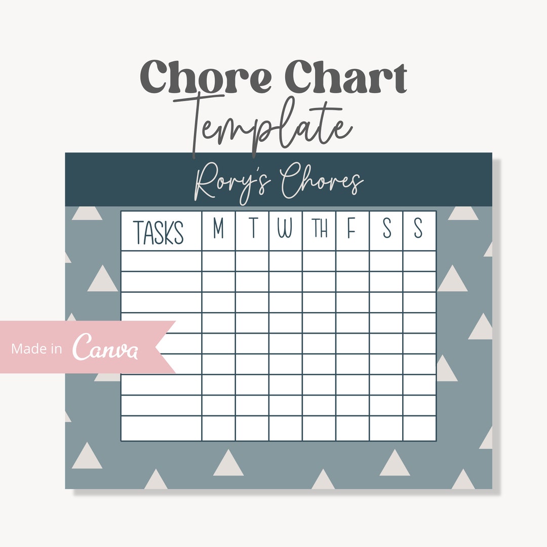 Canva Template Chore Chart for Kids, Kids Chores, Kids Chore Chart ...