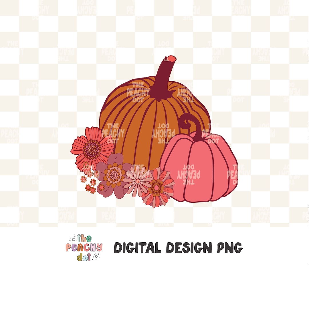 Fall Png , Floral Pumpkin Png, Pumpkin Png, Pink Fall Png, Halloween ...