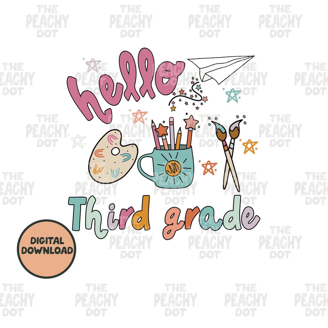 Hello Third Grade Png, Third Grade Doodle Png, Back to School Png, Png ...
