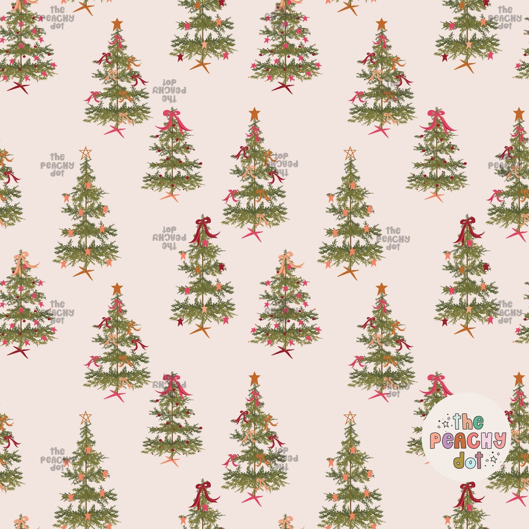 Seamless Pink Christmas Pattern, Seamless Colorful Christmas Tree ...