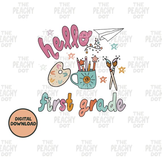 Hello First Grade Png First Grade Doodle Png Back to School - Etsy
