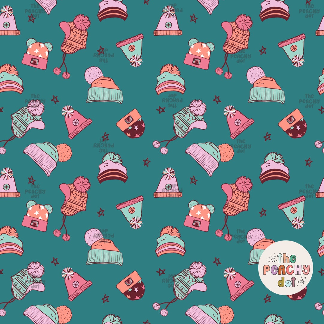Seamless Winter Hats, Seamless Stocking Hats Pattern, Repeating Winter ...