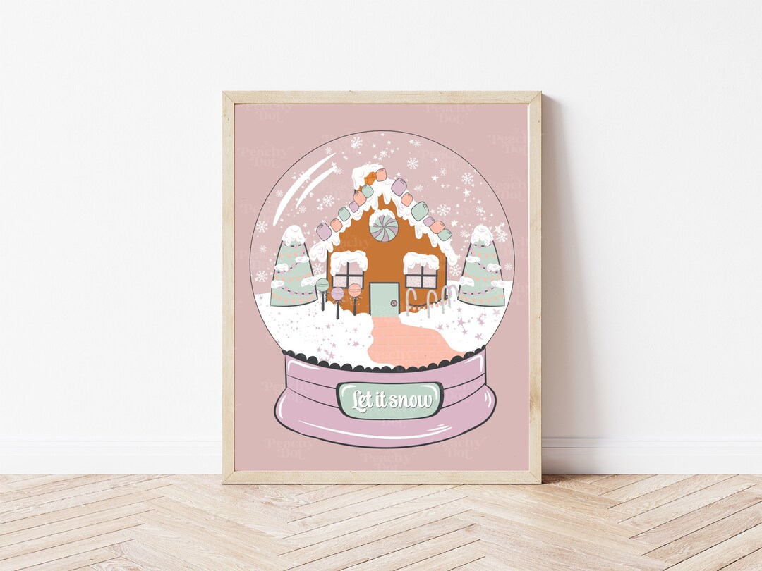 Snow Globe Gingerbread House Print Digital Download ,snow Globe Wall ...