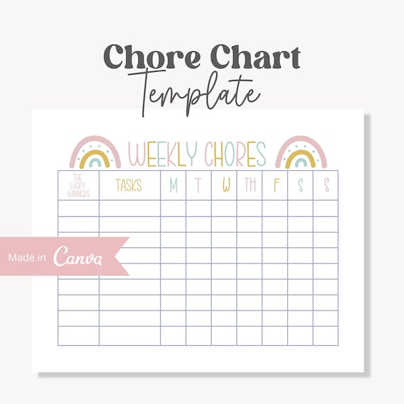 Canva Template Chore Chart for Kids Kids Chores Kids Chore | Etsy