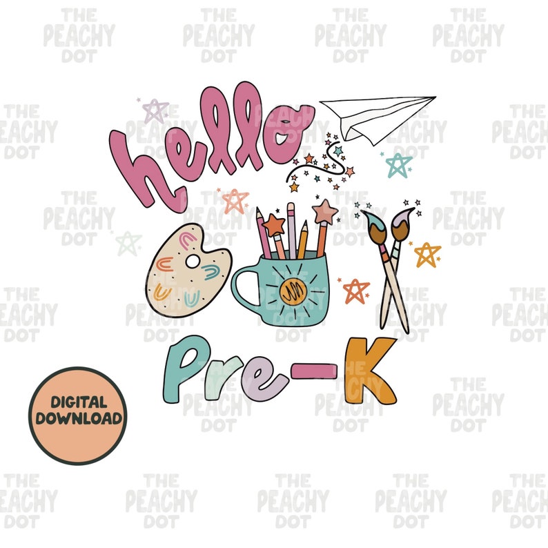 Hello Pre-k Png Pre-k Doodle Png Back to School Png Png for - Etsy