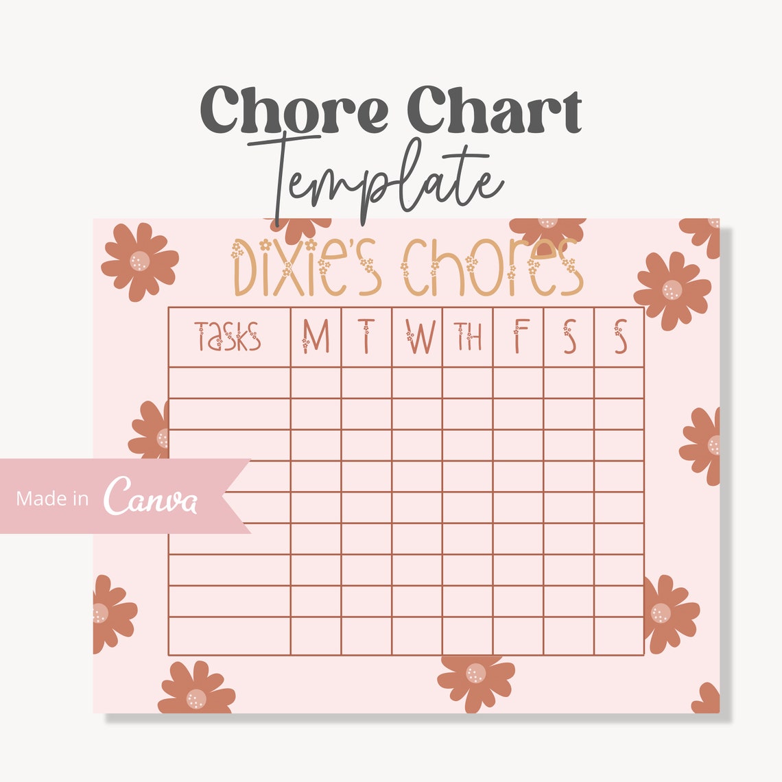 Canva Template Chore Chart for Kids Kids Chores Kids Chore | Etsy