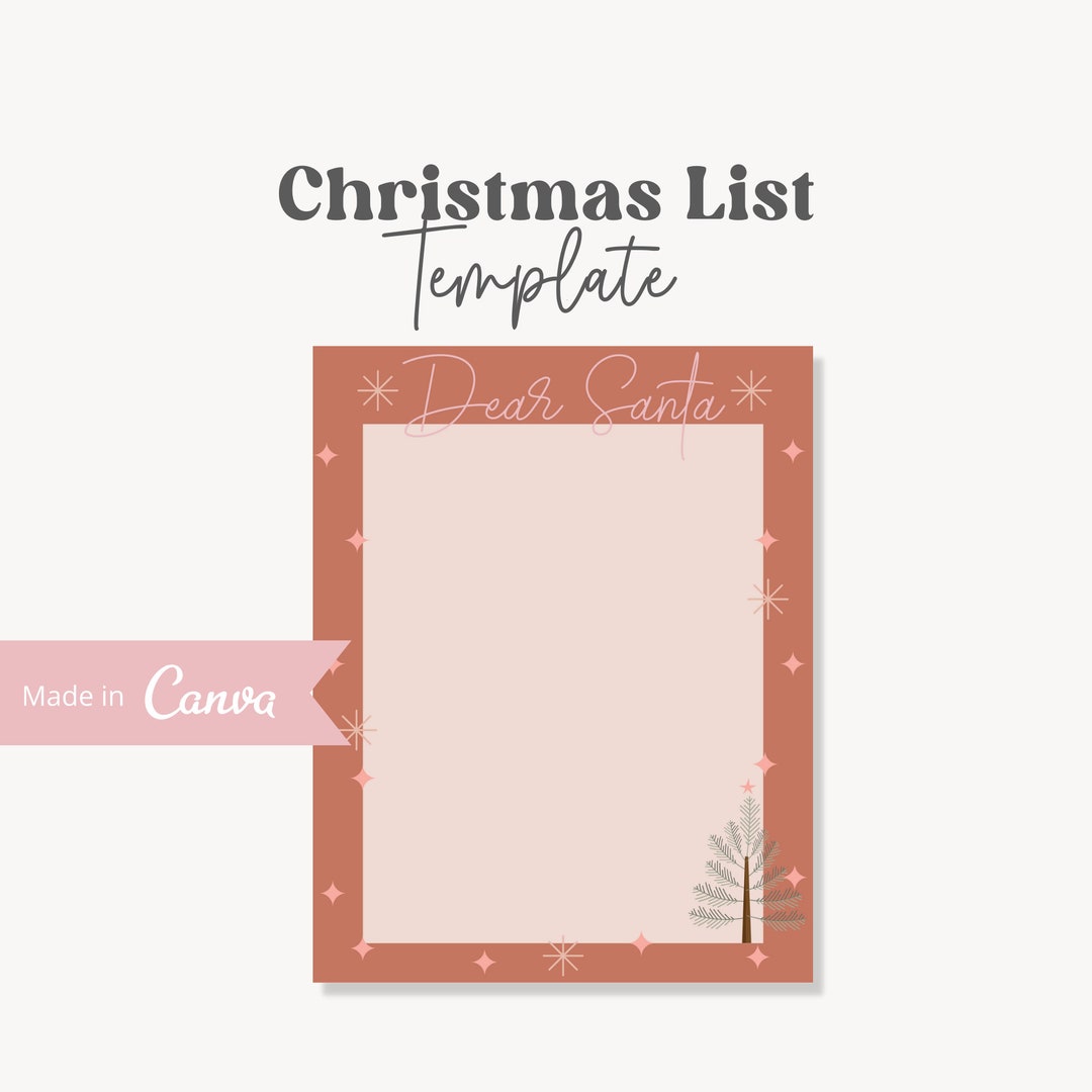 Canva Template, Printable Holiday List , Dear Santa Template, Christmas ...