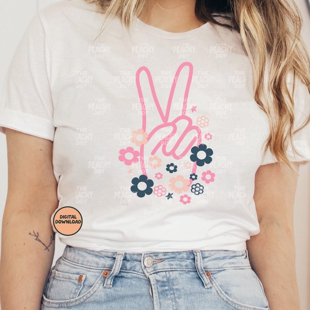 Peace Sign Svg Png Groovy Retro Svg Png Retro Flower Png - Etsy